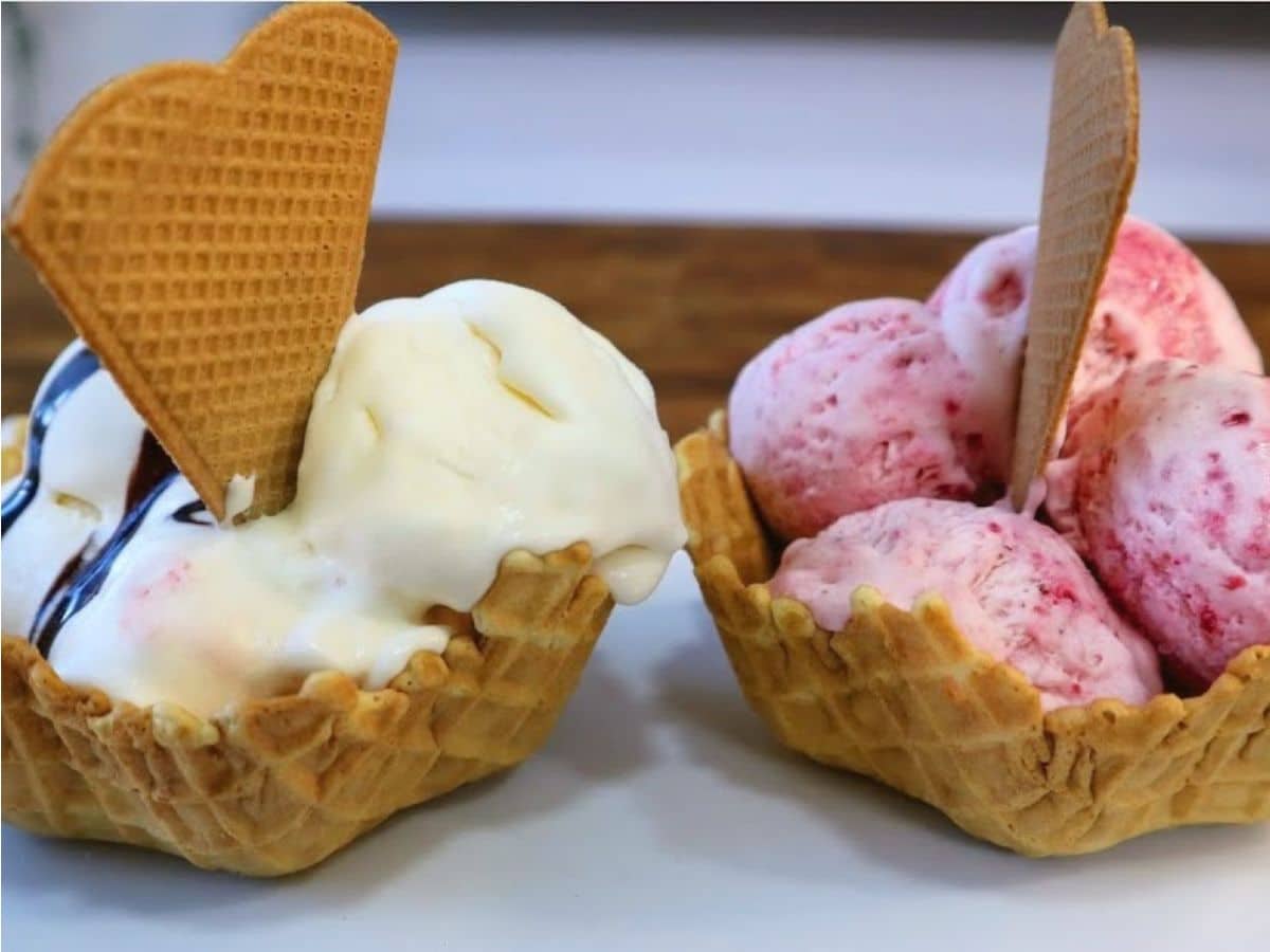 Receita do Gelado de Morango e Baunilha caseiro